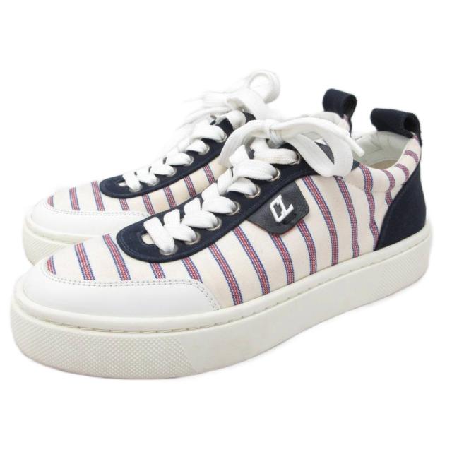 【中古】クリスチャンルブタン Christian louboutin HAPPYRUI スニーカー ローカット シューズ 靴 ボーダー