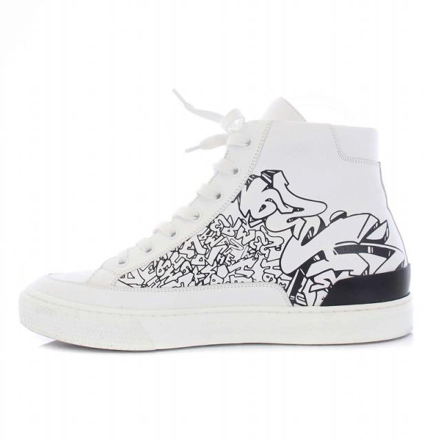 【中古】HERMES DISTRICT LEATHER HIGH CUT SNEAKERS ディストリクト レザー ハイカットスニーカー 42.5 27cm 白