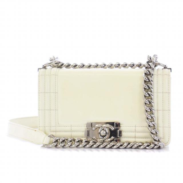 【中古】シャネル CHANEL ボーイシャネル チェーンショルダーバッグ レザー 白 ホワイト 17番台 /KH レディース