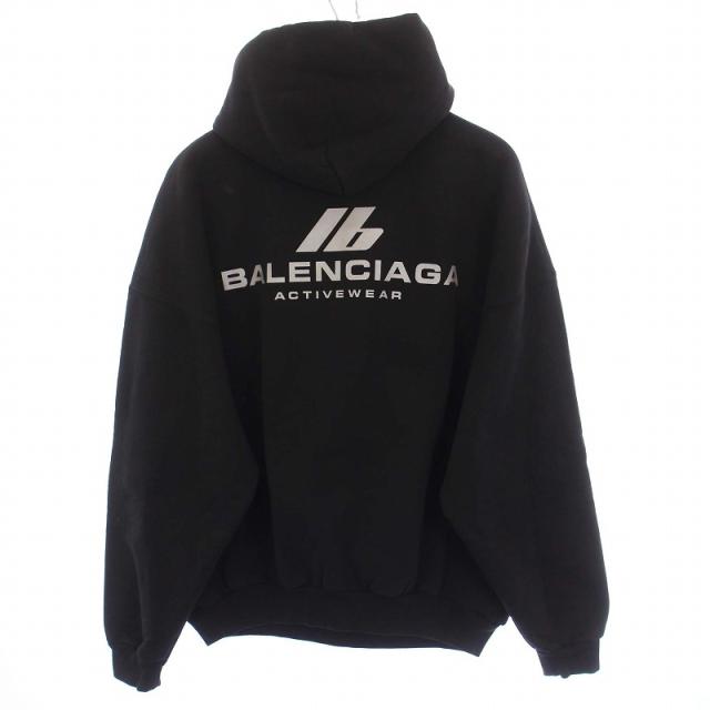 【中古】バレンシアガ BALENCIAGA 24AW Large fit hoodie プルオーバーパーカー スウェット 長袖 ロゴ 2 M黒 ブラック