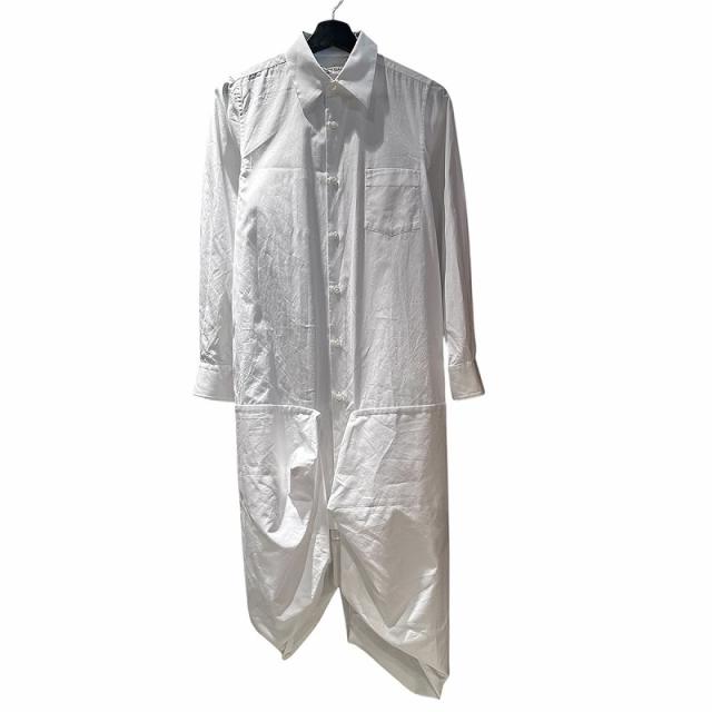 【中古】コムデギャルソン COMME des GARCONS 23AW シャツワンピース ロング 長袖 XSサイズ 白 ホワイト GL-B008