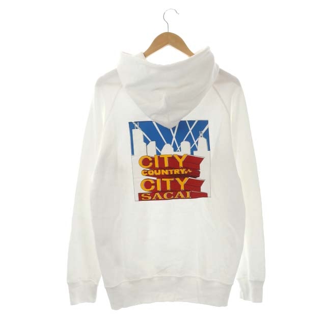 【中古】サカイ sacai ×city country city 23SS コラボフーディ パーカー プルオーバー 長袖 4 白 ホワイト 23-0545S
