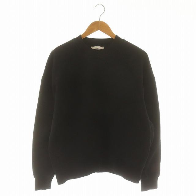 【中古】アミ アレクサンドル マテュッシ ami alexandre mattiussi ロゴ刺繍 スウェト トレーナー 長袖 コットン M 黒