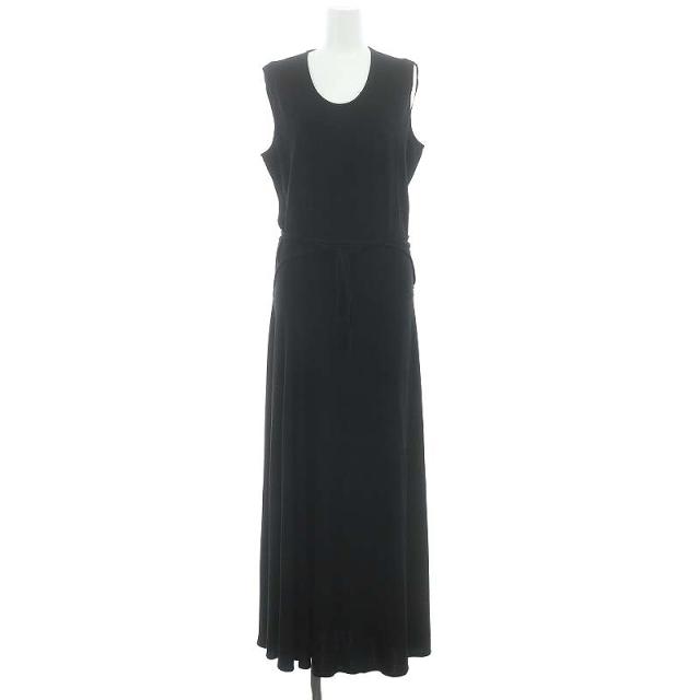 【中古】ルメール LEMAIRE 23SS BELTED CREPE SLEEVELESS DRESS ワンピース ノースリーブ ロング コットン L ブラック