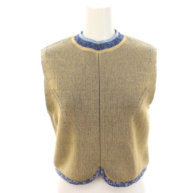 【中古】マメクロゴウチ 24SS Double Face Floral Detail Knitted Short Top 2 ベージュ 青 /MI ■OS レディース