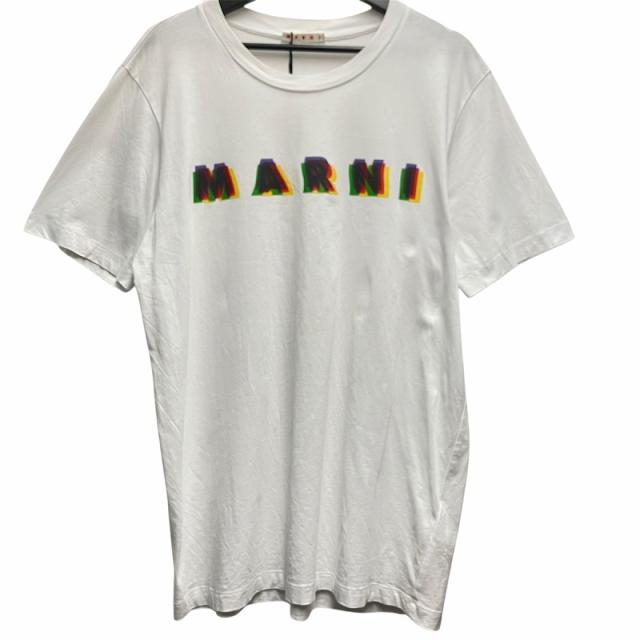 【中古】マルニ MARNI Logo Printed Crewneck Tシャツ 半袖 カットソー 50 ホワイト HUMU0198PEUSCV16 ☆AA★ メンズ