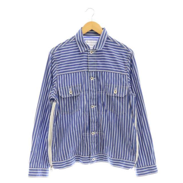 【中古】サカイ sacai ストライプ柄ジャケット 1 ブルー 21-02493 /HK ■OS ■AD メンズ