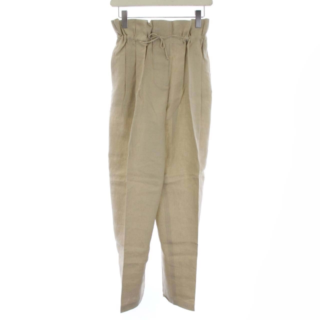 【中古】未使用品 アクネ ストゥディオズ タグ付き 2019 イージーパンツ ハイウエスト フリル リネン 34 ベージュ