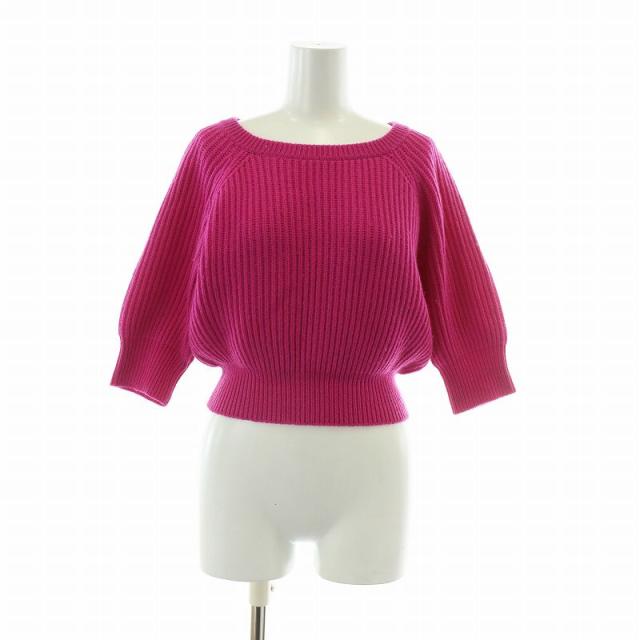 【中古】クリスチャンディオール Christian Dior カシミヤ100％ ニット セーター ショート丈 五分袖 36 ピンク