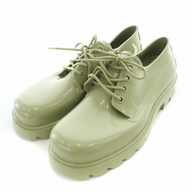 【中古】ボッテガヴェネタ BOTTEGA VENETA ストライド レースアップシューズ ローカット ラバー 45 カーキ メンズ