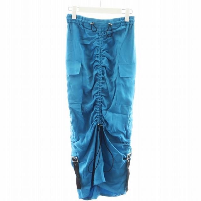 【中古】未使用品 ユナイテッドトウキョウ UNITED TOKYO 24SS シャーリングサテンタイトスカート ロング丈 1 青