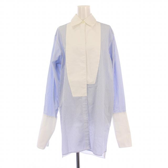 【中古】ロエベ アシンメトリービブフレンチカフスコットンポプリンブラウス シャツ 長袖