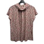 【中古】グッチ GUCCI ヴィンテージ シルクシャツ スキッパー 半袖 絹 花柄 総柄 クレストタグ 42 M ベージュ