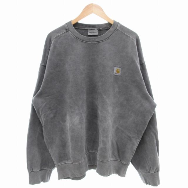 【中古】カーハート ダブリューアイピー WIP トレーナー スウェット プルオーバー 染め加工 ロゴパッチ L