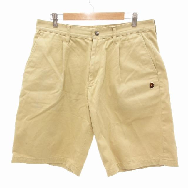 【中古】アベイシングエイプ One Point Wide Fit Chino Short ハーフパンツ ショーツ タック L ベージュ 001SPI3010