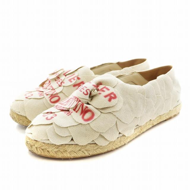 【中古】ヴァレンティノ ガラヴァーニ VALENTINO GARAVANI ATELIER SHOES スリッポン シューズ 37 24.0cm 白 赤