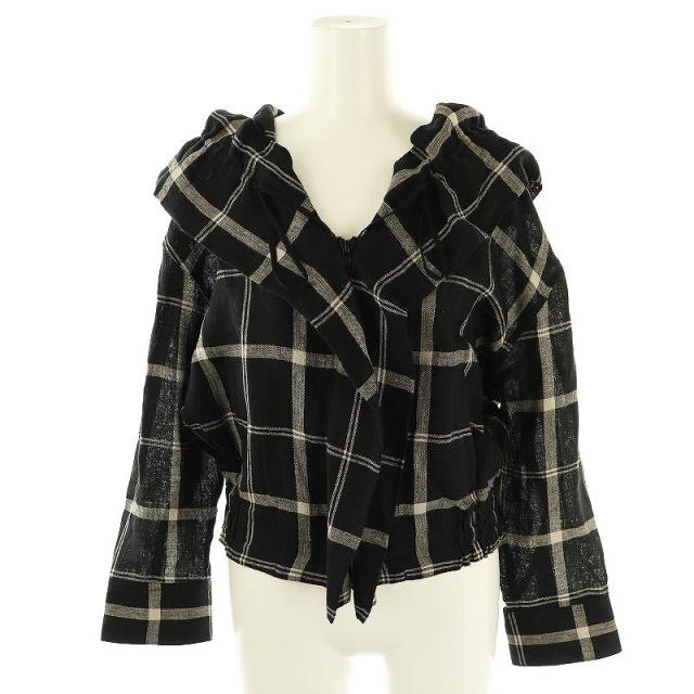 【中古】ワイズ Y's ヨウジヤマモト 25SS LINEN/NYLON PLAID GATHERED BLOUSE チェックブラウス 長袖 2
