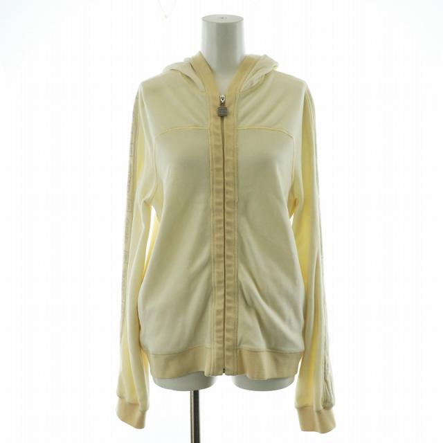 【中古】シャネル CHANEL ジップアップパーカー フーディ トレーナー ジャージ ベロア 40 M ベージュ P26539V01975