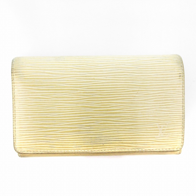 【中古】ルイヴィトン LOUIS VUITTON エピ ヴァニラ 二つ折り財布 ウォレット ロゴ 黄 イエロー