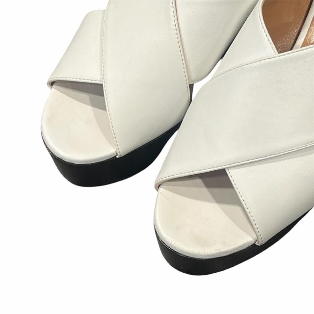 【中古】マルニ MARNI サンダル ストラップ プラットフォーム 厚底 レザー 37 24.0cm 白 ホワイト ■PN レディース