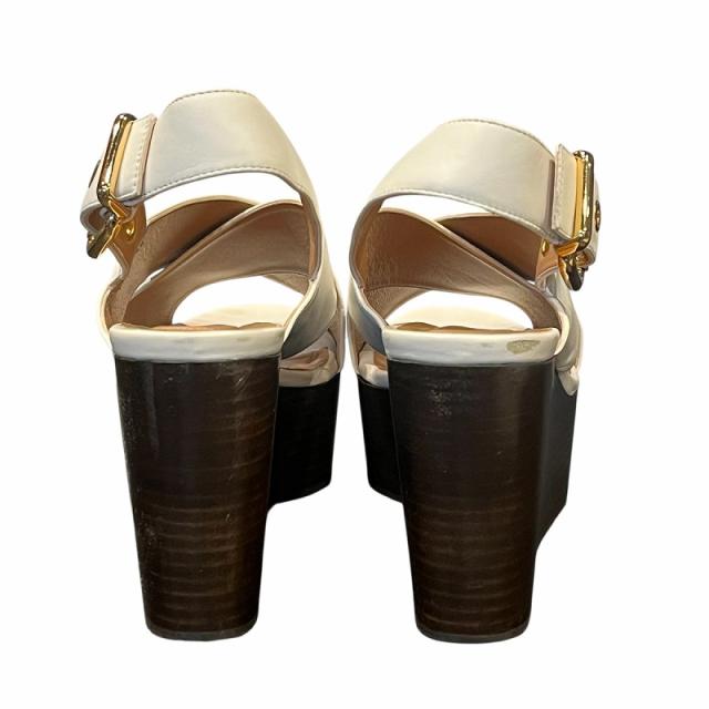 【中古】マルニ MARNI サンダル ストラップ プラットフォーム 厚底 レザー 37 24.0cm 白 ホワイト ■PN レディース