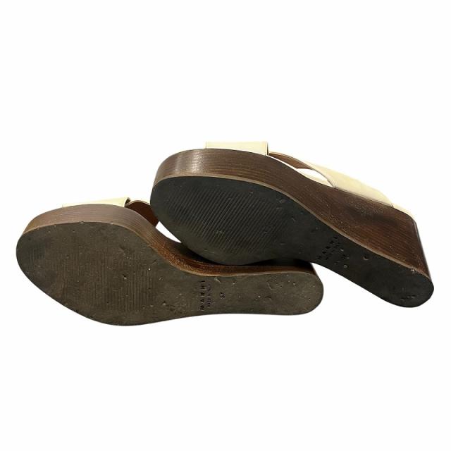 【中古】マルニ MARNI サンダル ストラップ プラットフォーム 厚底 レザー 37 24.0cm 白 ホワイト ■PN レディース