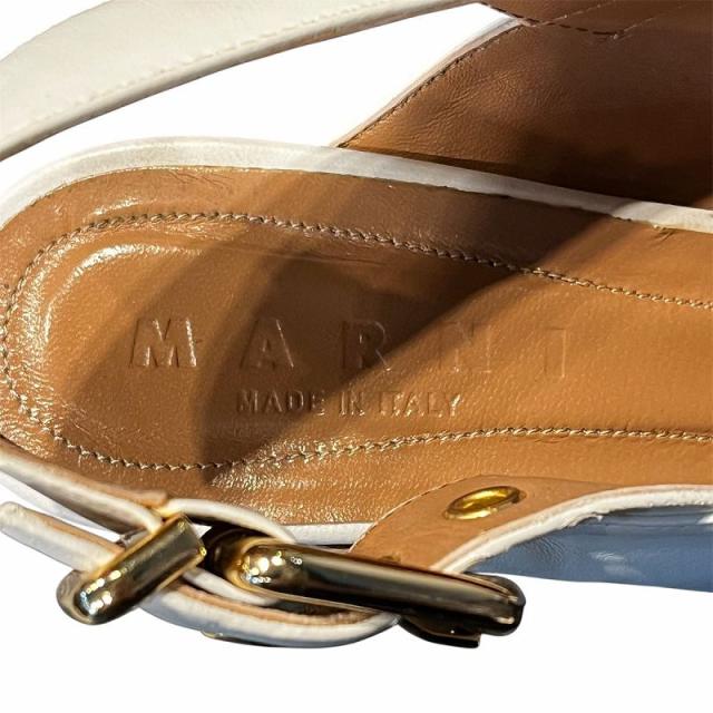 【中古】マルニ MARNI サンダル ストラップ プラットフォーム 厚底 レザー 37 24.0cm 白 ホワイト ■PN レディース