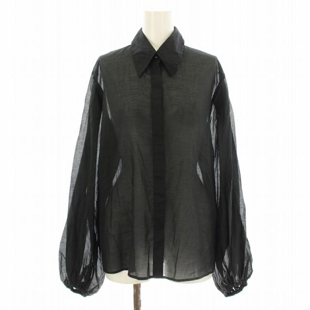 【中古】ミューズ ドゥーズィエム クラス 24SS cotton voile ギャザー ブラウス シャツ 長袖 パフスリーブ F