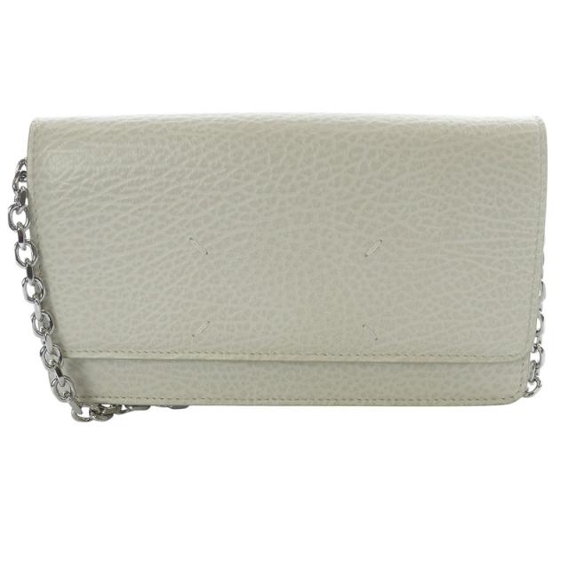 【中古】メゾンマルジェラ 11 チェーンウォレット ショルダーバッグ レザー 白 ホワイト S56UI0147 /SR28 レディース