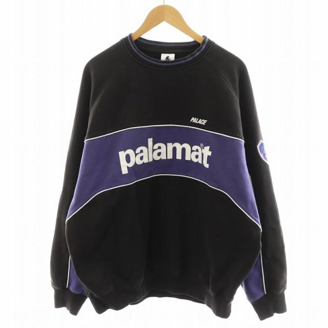 【中古】パレス Palace PALAMAT CREW スウェット トレーナー ロゴ XXL 黒 ブラック 紫 パープル /AN23 メンズ
