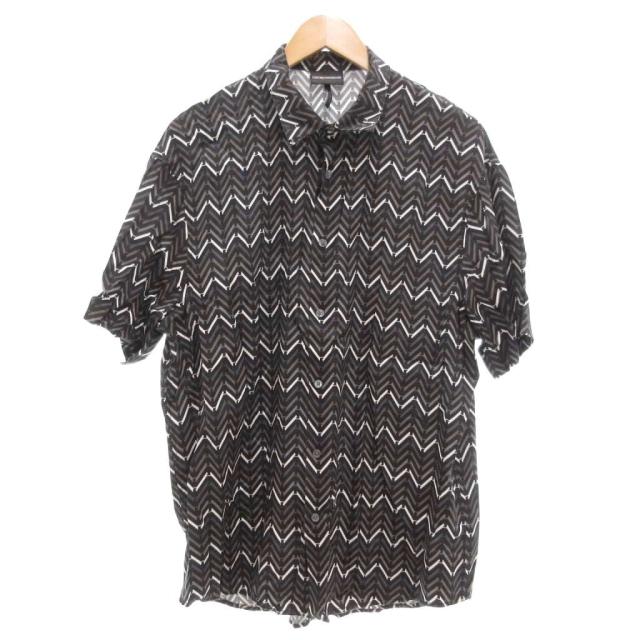 【中古】エンポリオアルマーニ EMPORIO ARMANI シャツ 半袖 総柄 XL 黒系 マルチカラー /UO メンズ