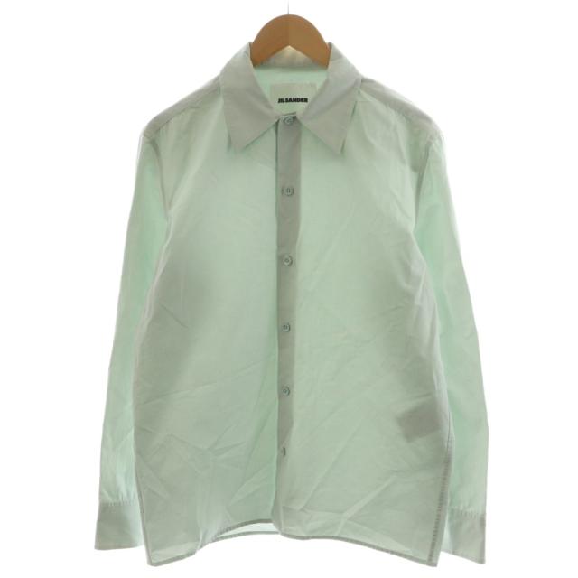 【中古】ジルサンダー JIL SANDER 23AW オーガニックコットンポプリンシャツ 長袖 39/15 1/2 水色 ライトブルー