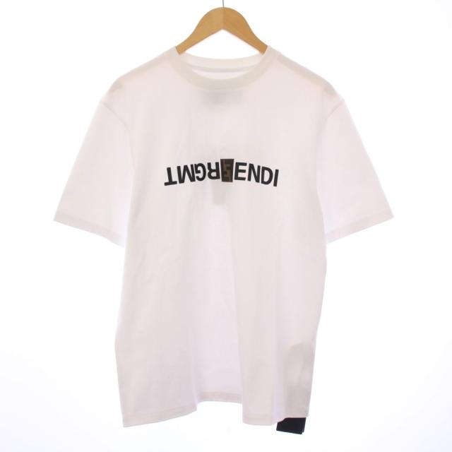 【中古】フェンディ FENDI タグ付き FRAGMENT DESIGN 23AW T-SHIRT Tシャツ カットソー 半袖 ロゴ M ホワイト
