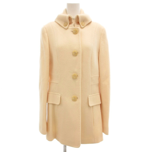 【中古】マックスマーラ MAX MARA コート ステンカラー ウール ミドル 総裏地 40 アイボリー /GV ■GY47 レディース