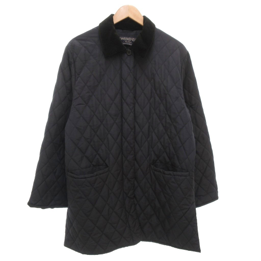 【中古】マックスマーラ ウィークエンドライン キルティングコート ミドル ハーフ丈 ベロア襟 イタリア製 40 M 黒
