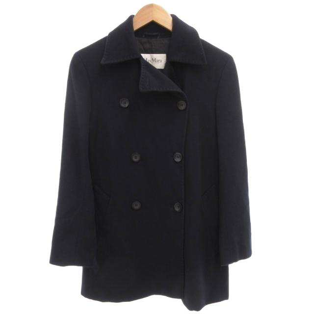 【中古】マックスマーラ MAX MARA 白タグ ピーコート Pコート ハーフ丈 32 紺 ネイビー /AE ■GY47 メンズ