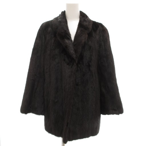 【中古】Nakamura Fur ミンクファーコート 毛皮 ミドル 9 茶 ダークブラウン /GV ■GY47 レディース