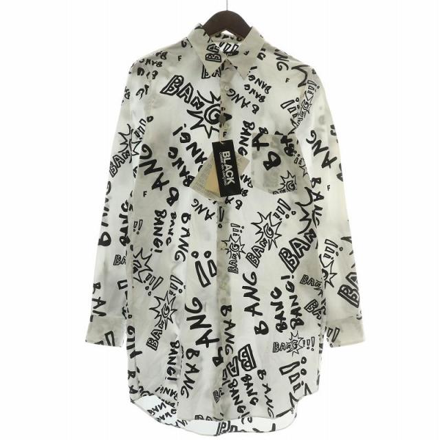 【中古】未使用品 コムデギャルソンブラック COMME des GARCONS BLACK シャツ 長袖 グラフィティ 総柄 S