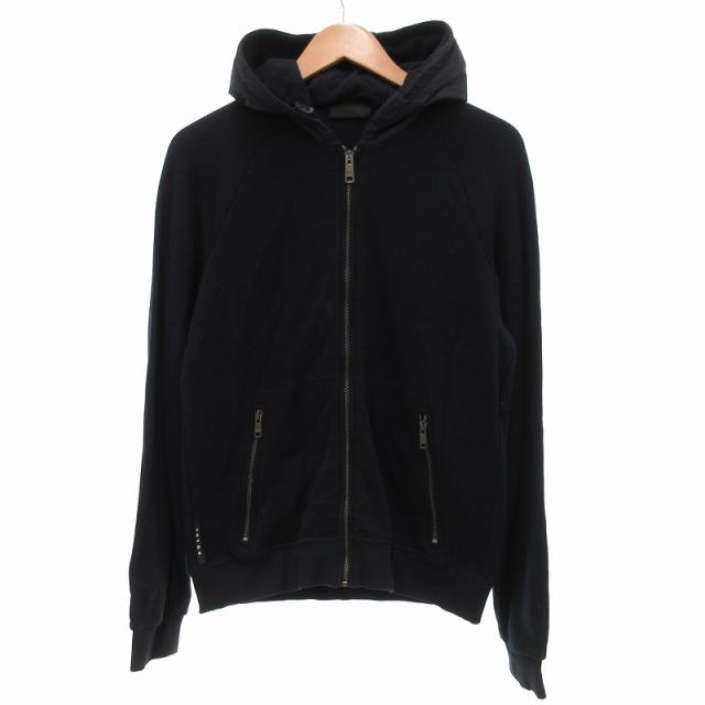 【中古】プラダ PRADA ジップアップパーカー ジャケット フード 切替 M 紺 ネイビー /JS ■GY99 メンズ