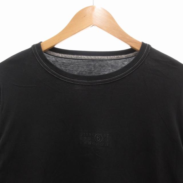 【中古】エムエムシックス メゾンマルジェラ レイヤードロングスリーブT ロンT 長袖 クルーネック ステッチ ロゴ 中古】エムエムシックス メゾンマルジェラ レイヤードロングスリーブT