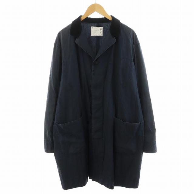 【中古】サカイ sacai ステンカラーコート ロング丈 コットン アウター 2 紺 ネイビー 18-01769M /AN12 メンズ
