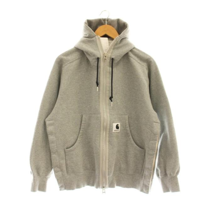 【中古】サカイ sacai × Carhartt WIP ジップアップパーカーフーディ 1 グレー 23-0556 /CX ■OS ■AD メンズ