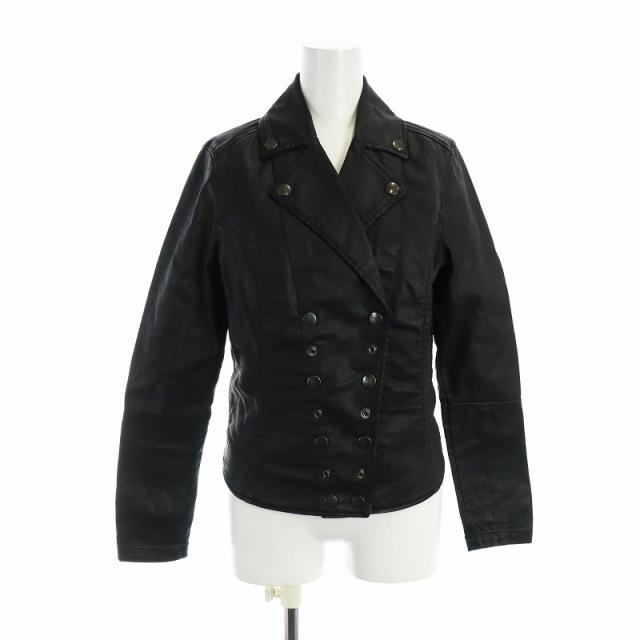 【中古】ディーゼル DIESEL タグ付き ジョグジーンズ ライダース ジャケット ダブル コーティングデニム S 黒