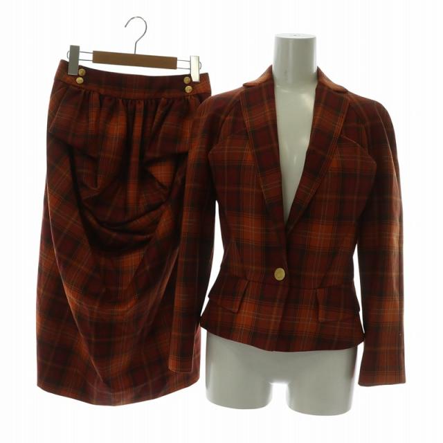 【中古】Vivienne Westwood RED LABEL セットアップ テーラードジャケット シングル タイトスカート 40 M 赤