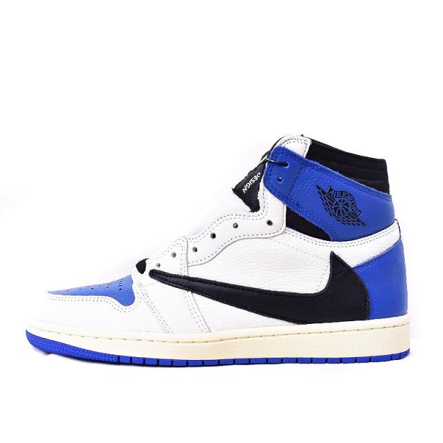【中古】ナイキ NIKE TRAVIS SCOTT × FRAGMENT × NIKE AIR JORDAN 1 HIGH MILITARY BLUE スニーカー