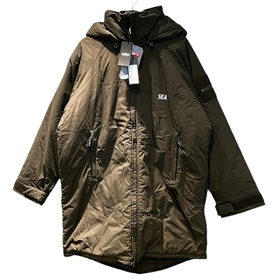 【中古】未使用品 ワイルドシングス WILDTHINGS タグ付き 未使用 ×WIND AND SEA 中綿ジャケット コート L カーキ