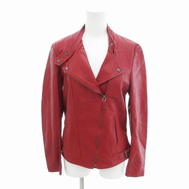 【中古】バリー BALLY 美品 ダブルライダース 革ジャン ジャケット ラムレザー I38 赤 レッド /HO ■GY19
