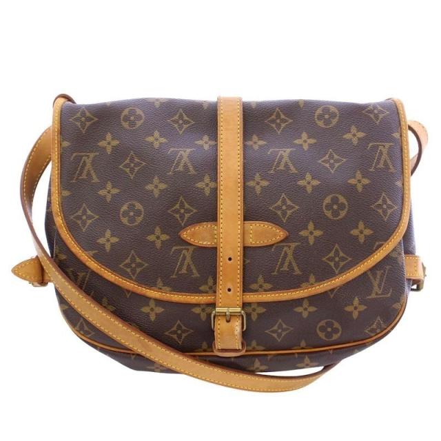 【中古】ルイヴィトン LOUIS VUITTON ソミュール30 ショルダーバッグ PVC レザー モノグラム 総柄 ベルト
