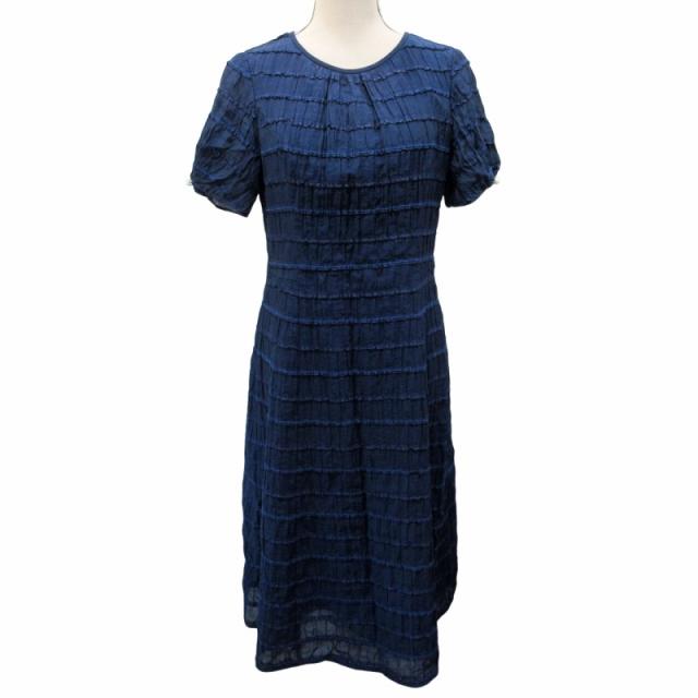 【中古】トゥービーシック 21SS ジャカードタック ワンピース ティアード フリル ギャザー 半袖 ロング 40 約M