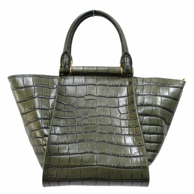 【中古】マックスマーラ MAX MARA 美品 アニータ トートバッグ ショルダーバッグ 2WAY クロコ型押し レザー